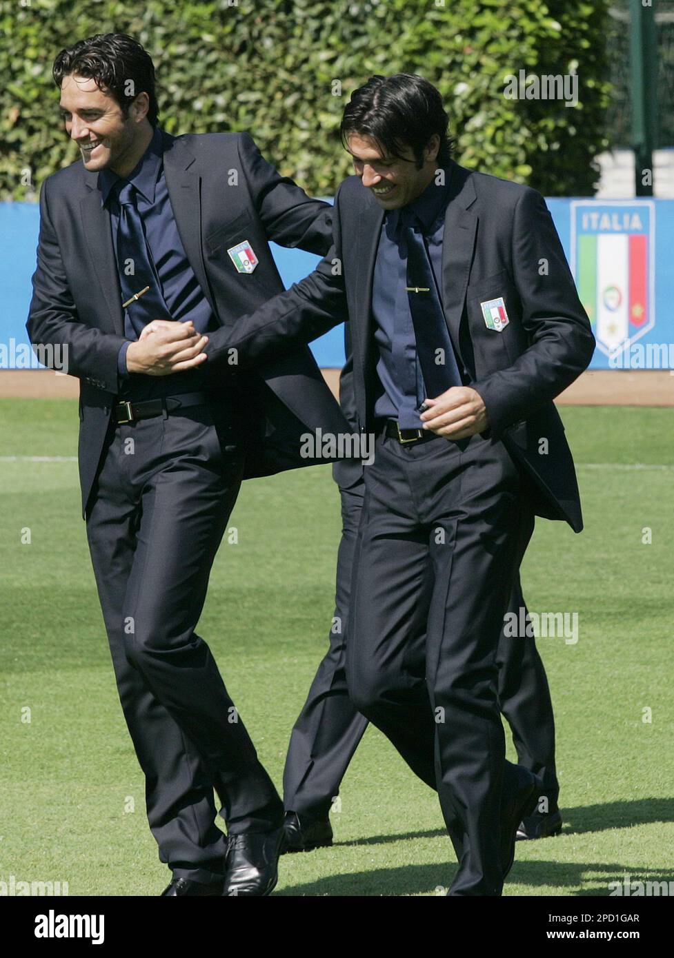 Italy's soccer team striker Luca Toni, left, and goalkeeper Gianluigi ...