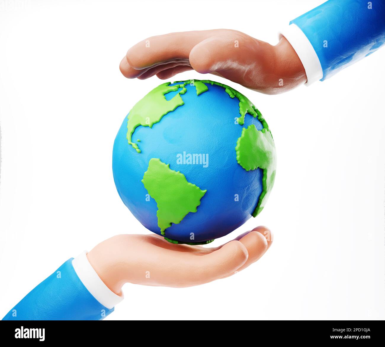 Sustain earth concept: Human plasticine stylised hands holding Earth ... Sustain earth concept: Human plasticine stylised hands holding Earth ...