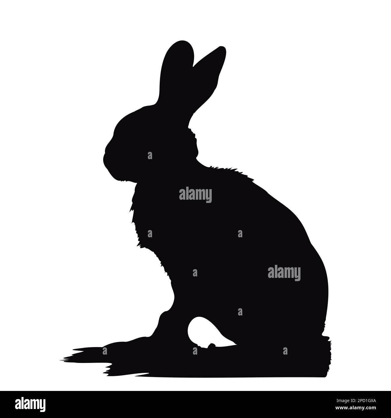 Rabbit black silhouette on white background. Vector Icon of Hare, bunny ...