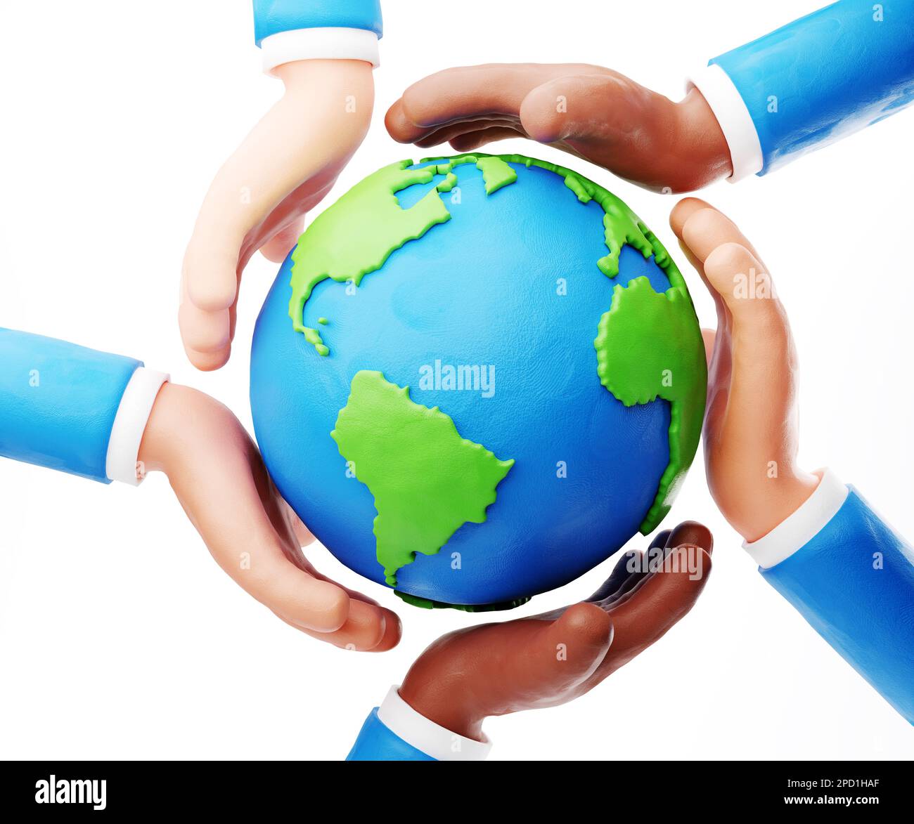 Sustain earth concept: Human plasticine stylised hands holding Earth ... Sustain earth concept: Human plasticine stylised hands holding Earth ...