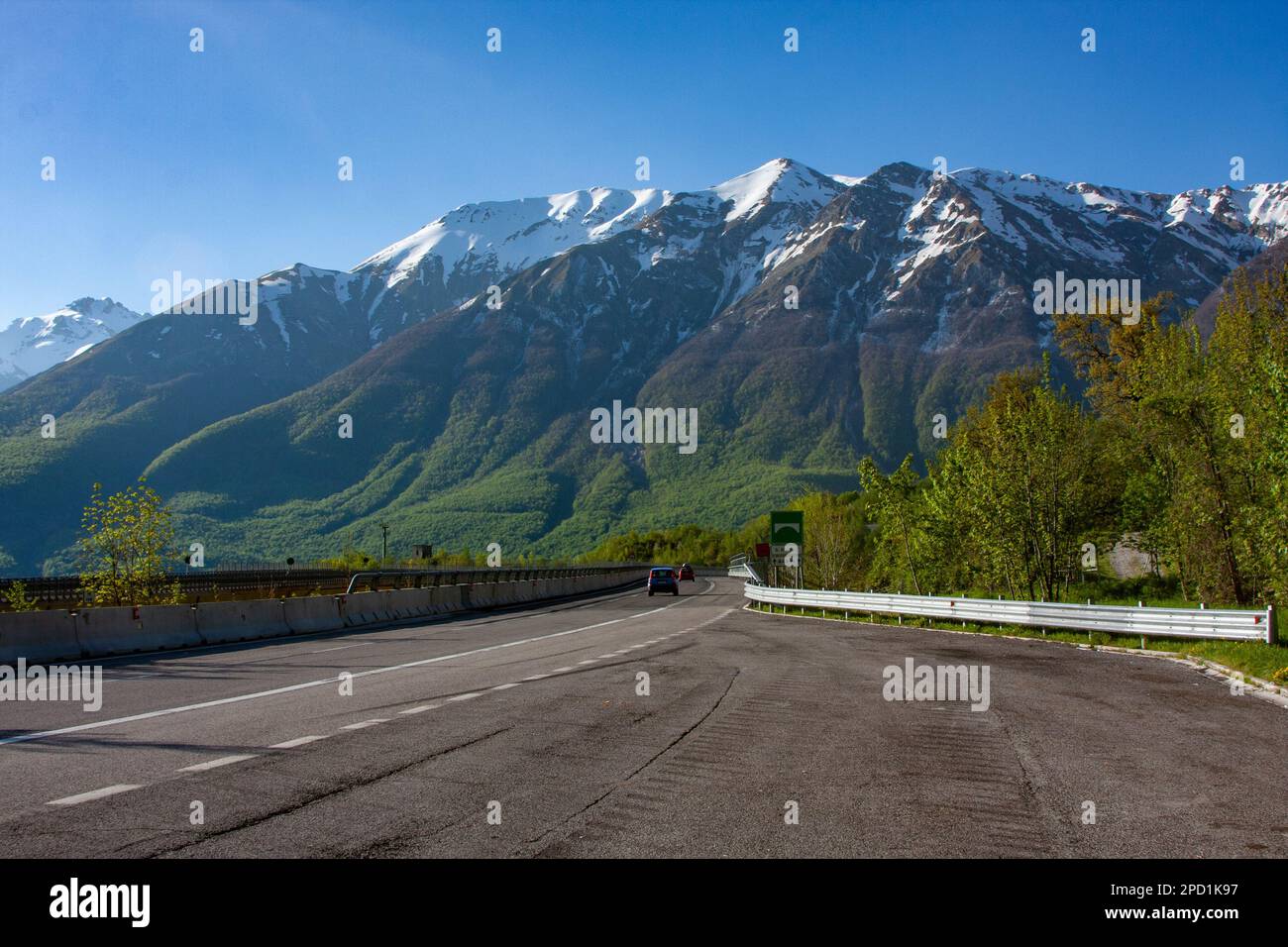 Snow capped mountain range. Photographed in L'Aquila, Italy in spring ...