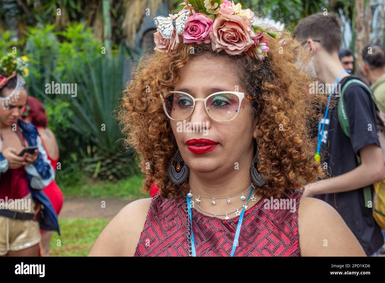 Brasília, DF, Brazil – January 01, 2023:A woman, thoughtful, dressed ...