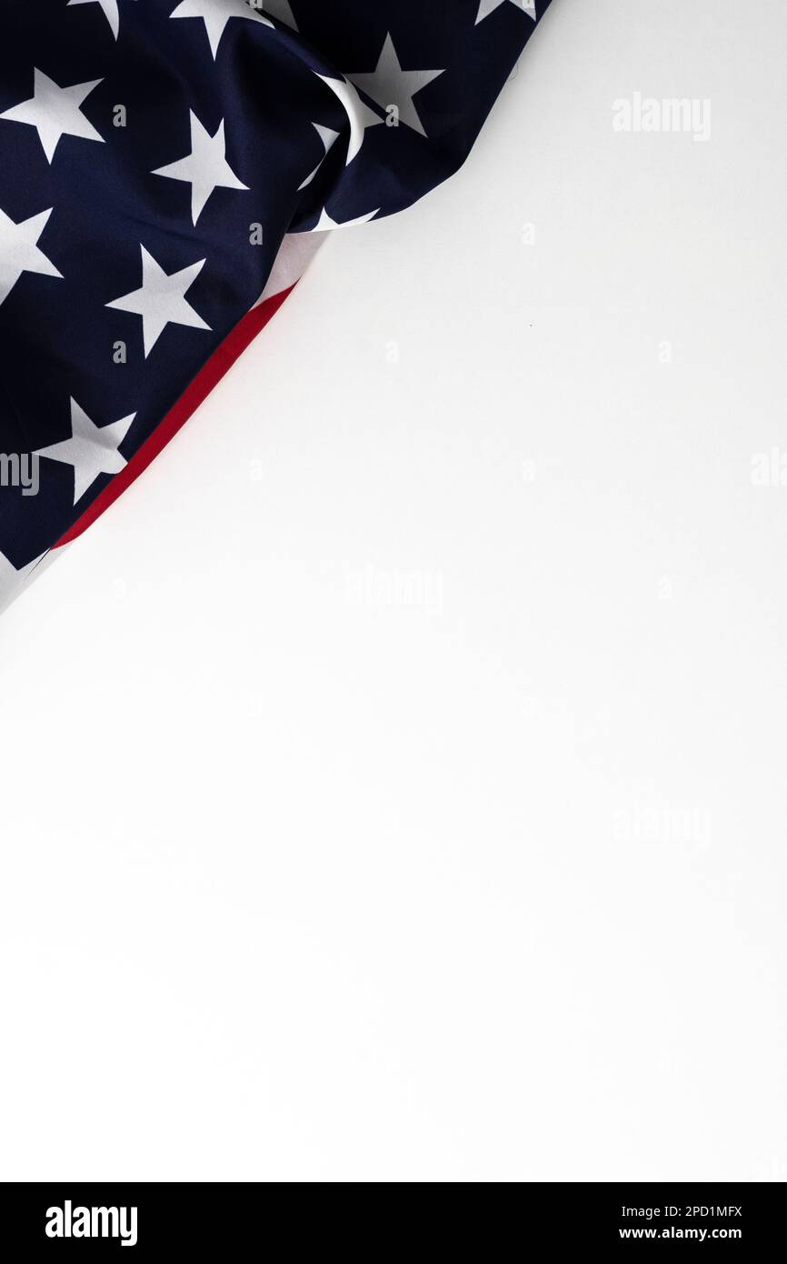 Celebrating American Patriotism: Flag in Top Left Corner on White ...