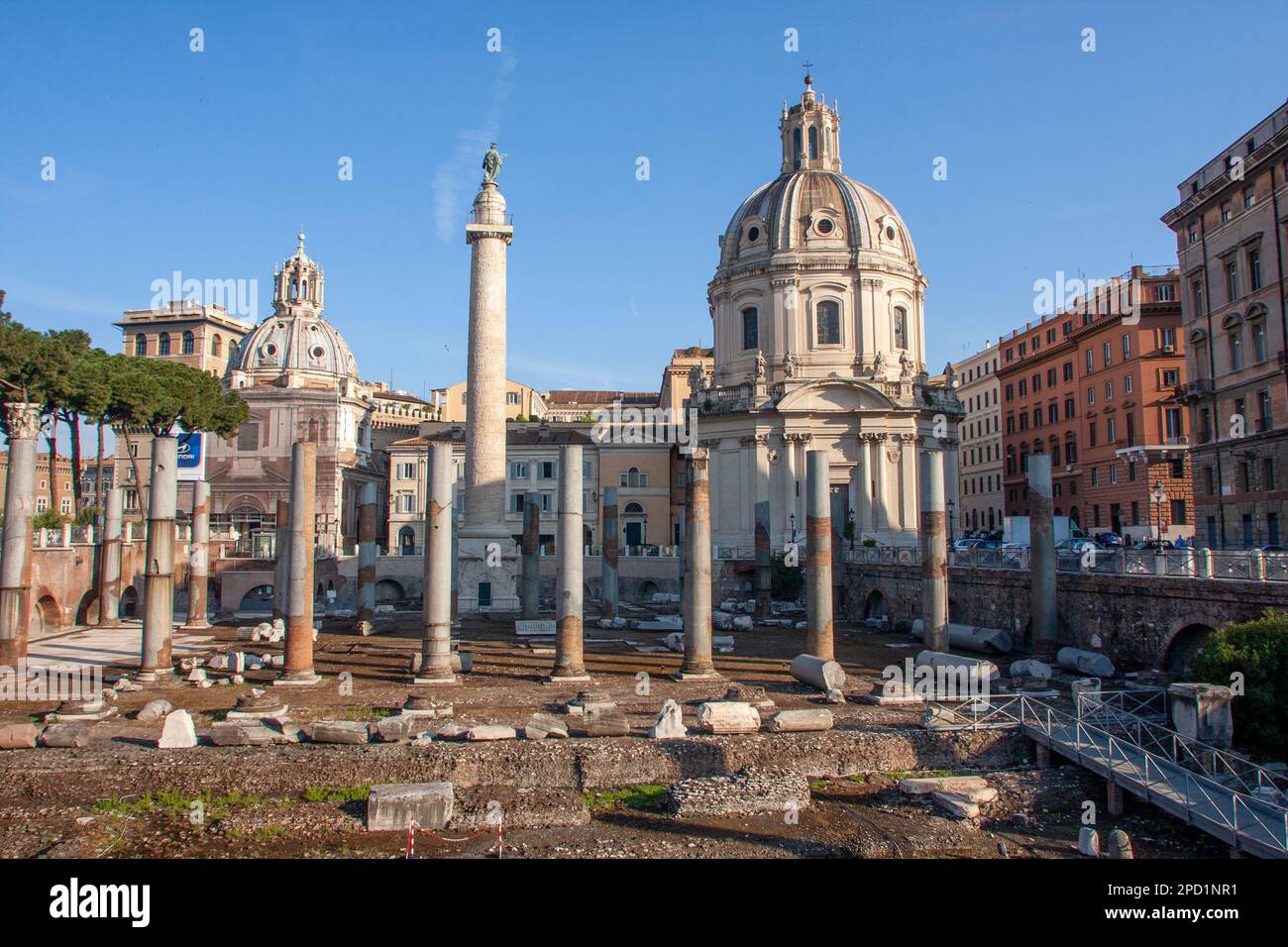 Ruins of the buildings of Roman Forum at the center of the city of Rome ...