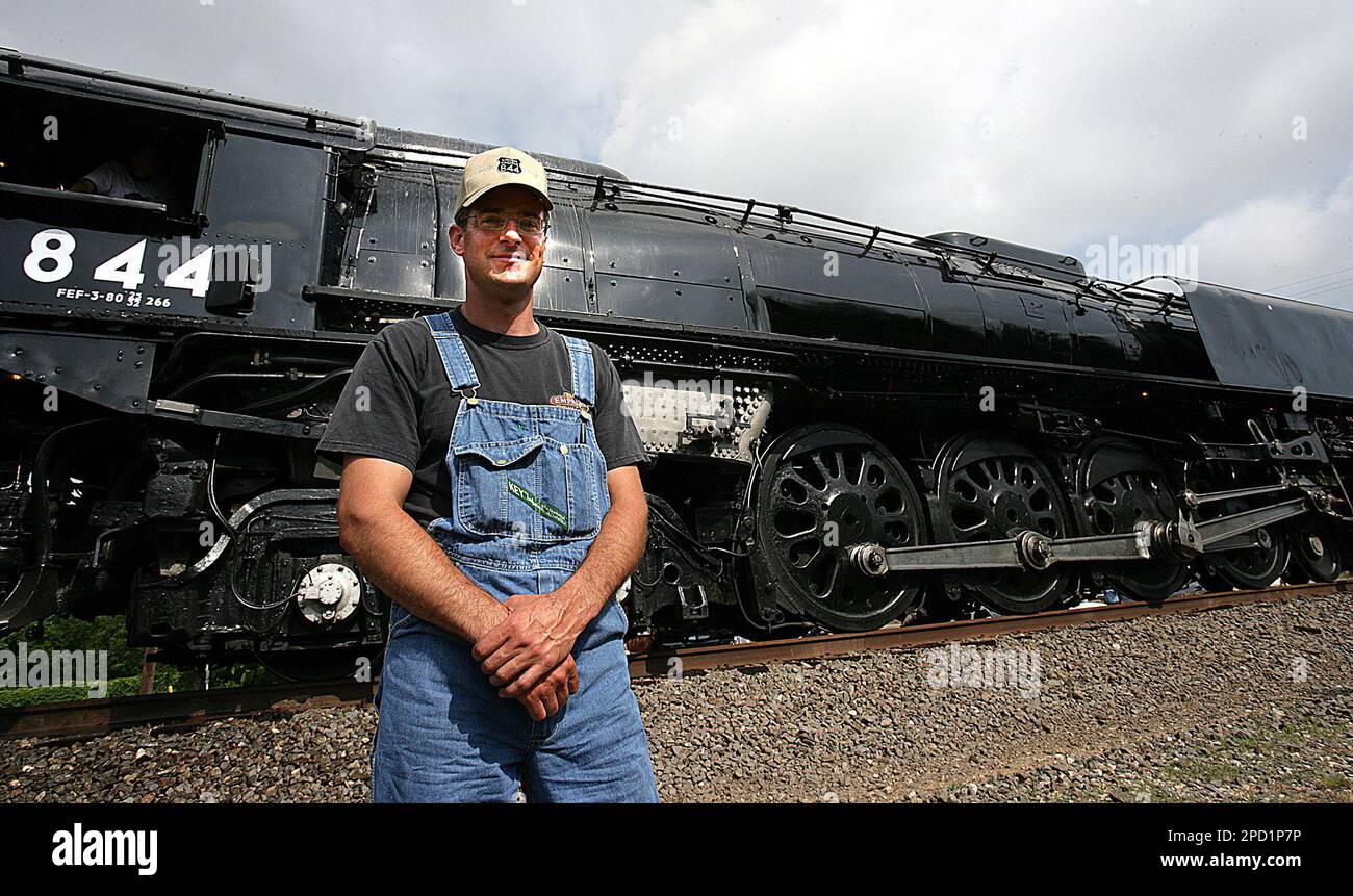Union Pacific engineer Ed Dickens of Cheyenne, Wyo., is seen next to ...
