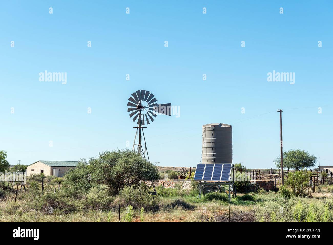 Douglas, South Africa - Mar 1, 2023: Old and new technology at De Rust ...