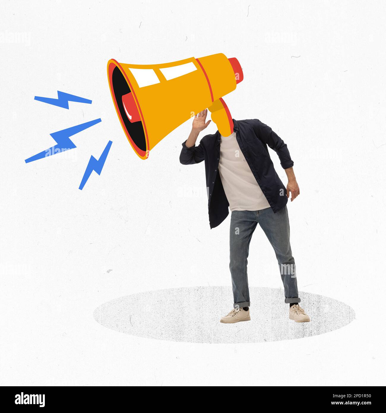 Conceptual design. Modern art collage. Awareness with information. Man ...