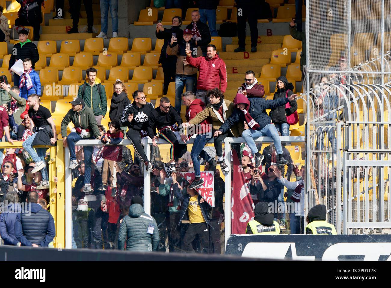 Via Del Mare stadium, Lecce, Italy, March 12, 2023, Supporters of ...