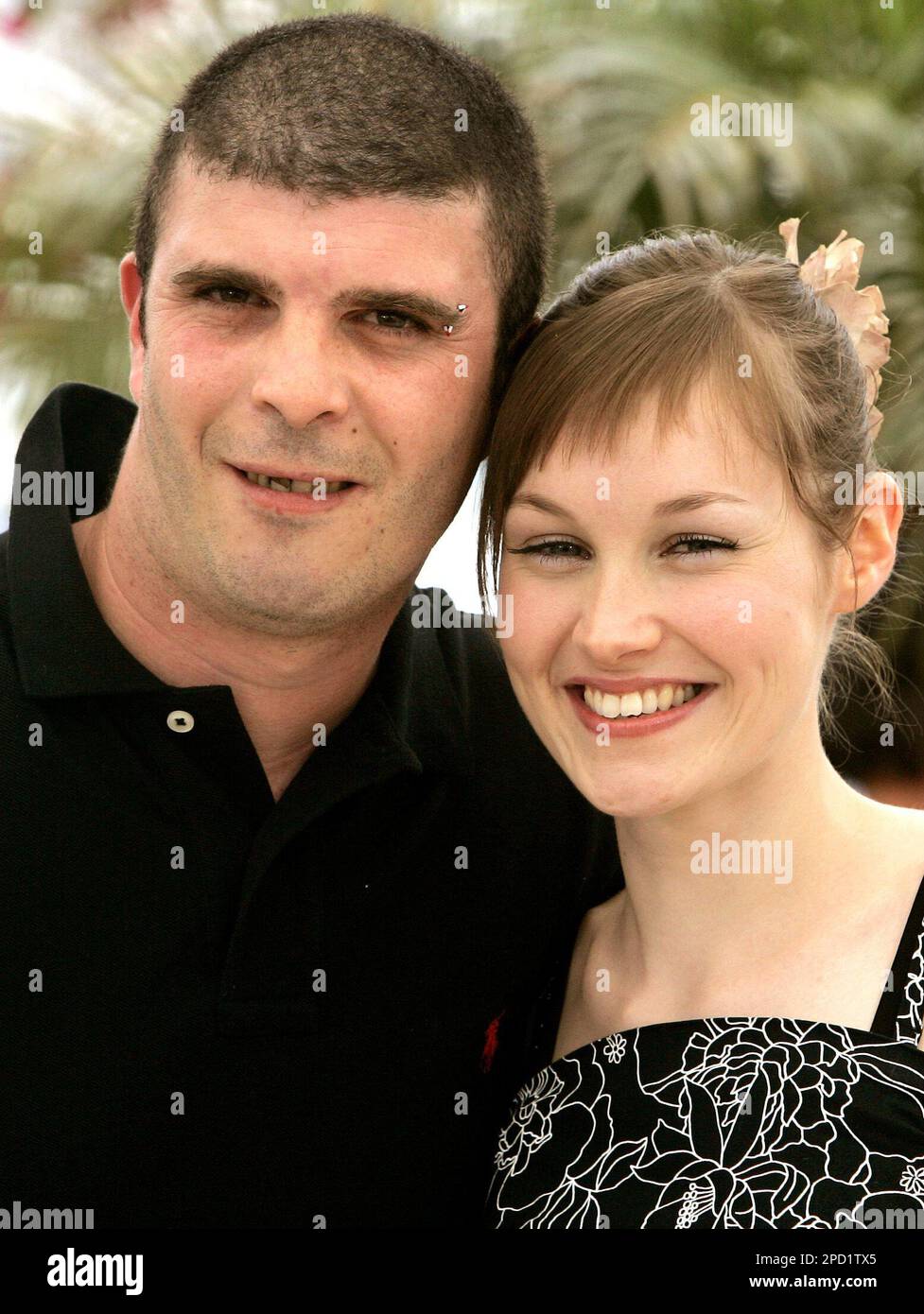 Actors Samuel Boidin, left, and Adelaide Leroux pose during a photo ...
