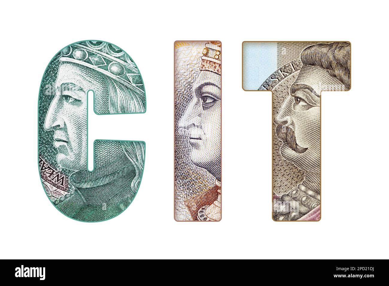 Inscription CIT (Corporate income tax) text made of Polish Banknotes on ...