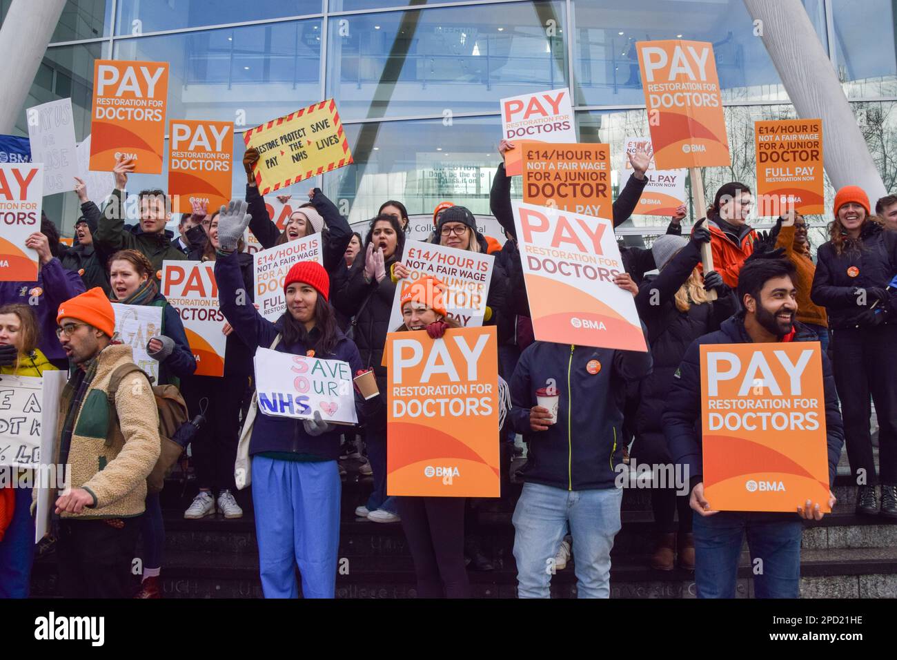London, UK. 14th March 2023. BMA (British Medical Association) picket ...