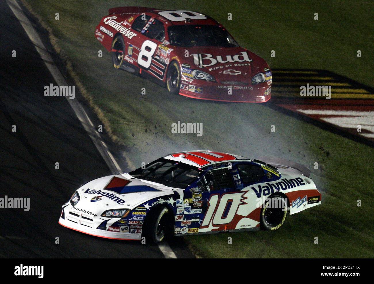 Scott Riggs (10) spins in front of Dale Earnhardt Jr. (8) during the ...