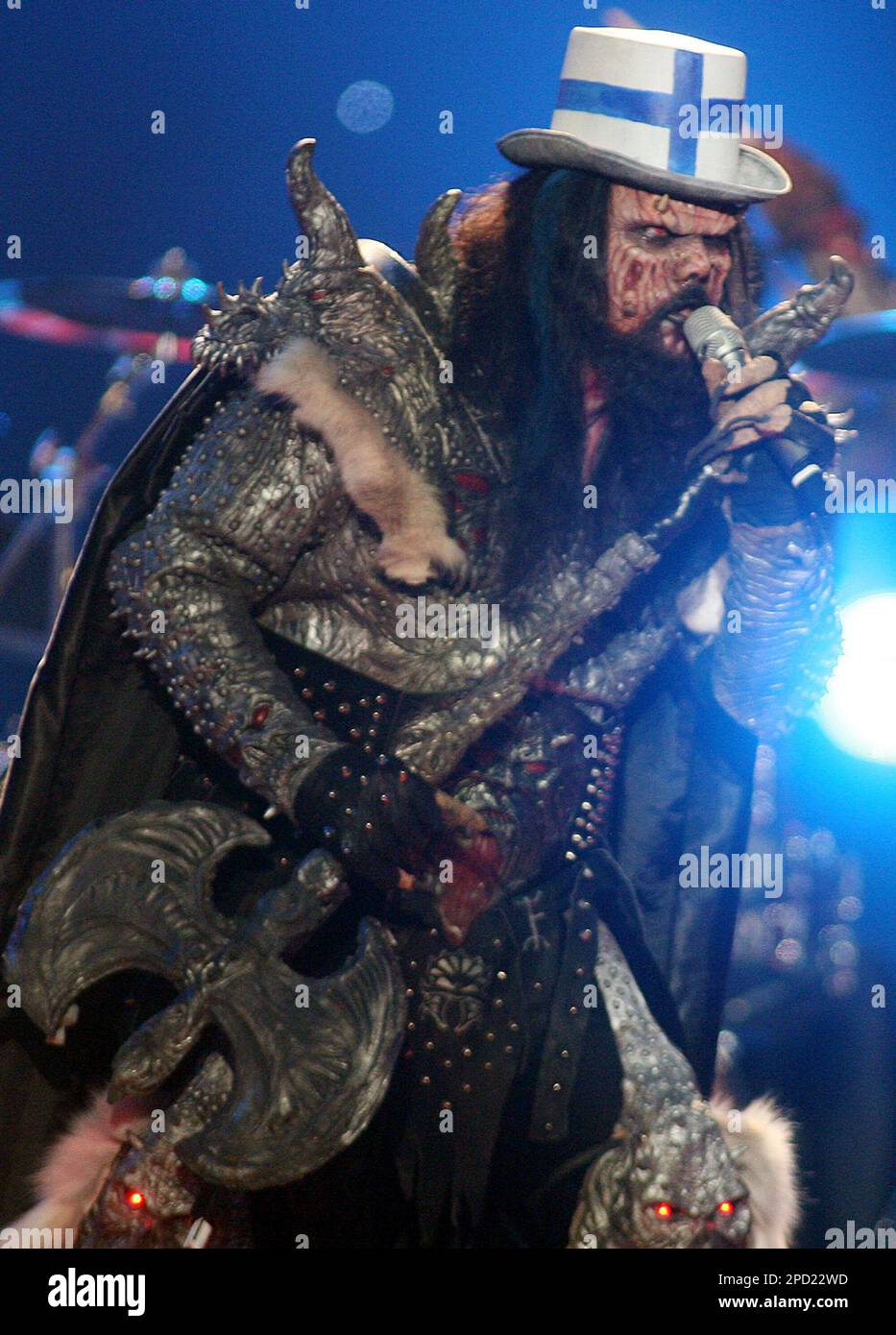 Singer of the group Lordi performs for Finland with the song 'Hard rock ...