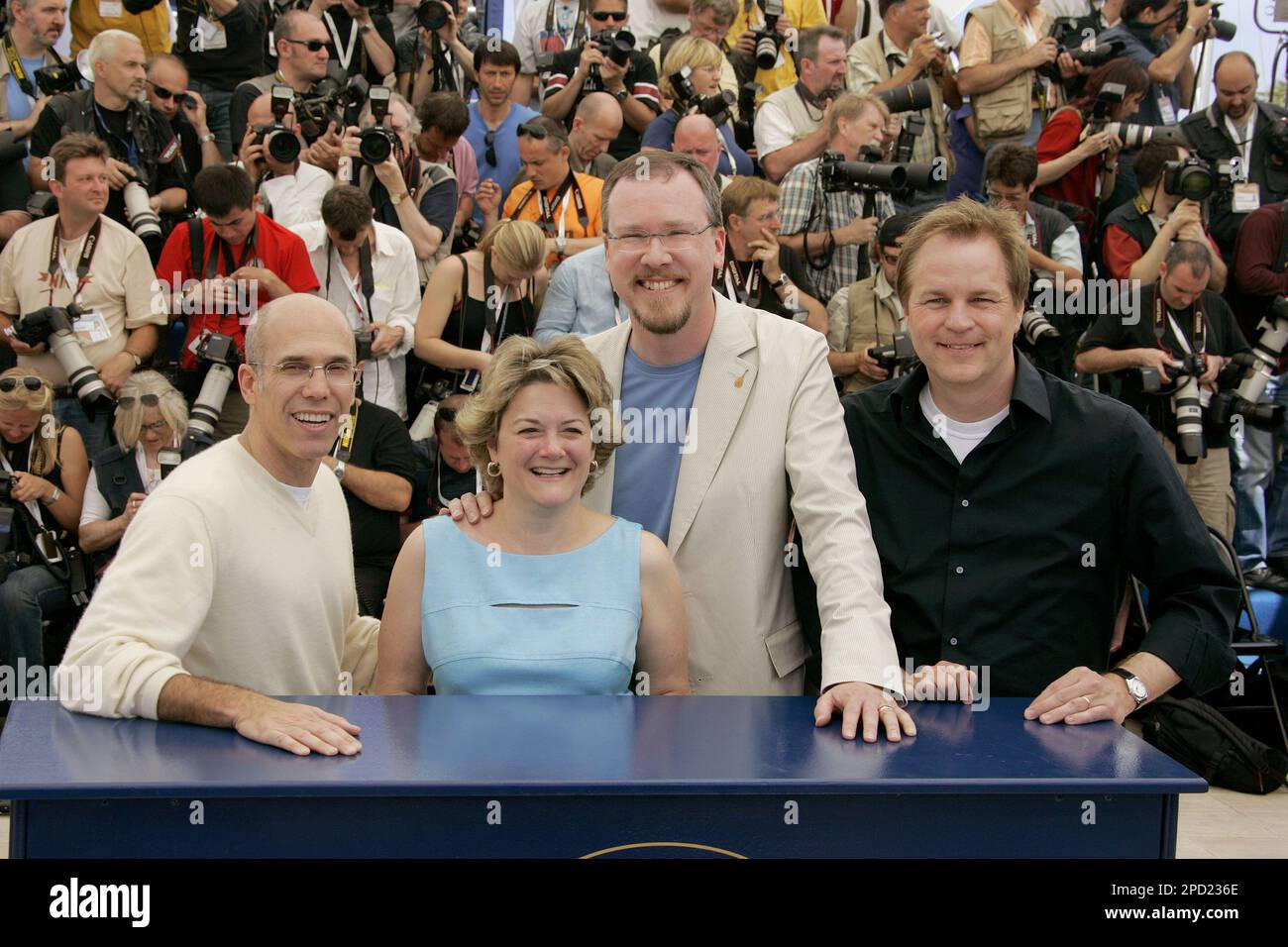 From left, producers Jeffrey Katzenberg and Bonnie Arnold, join ...