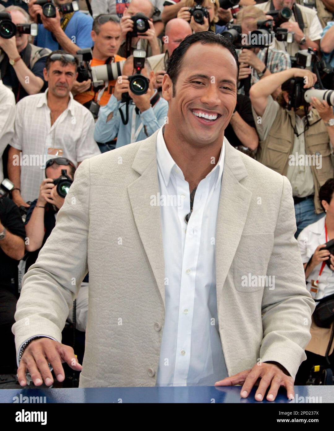 American actor Dwayne "The Rock" Johnson poses during a photo call for ...