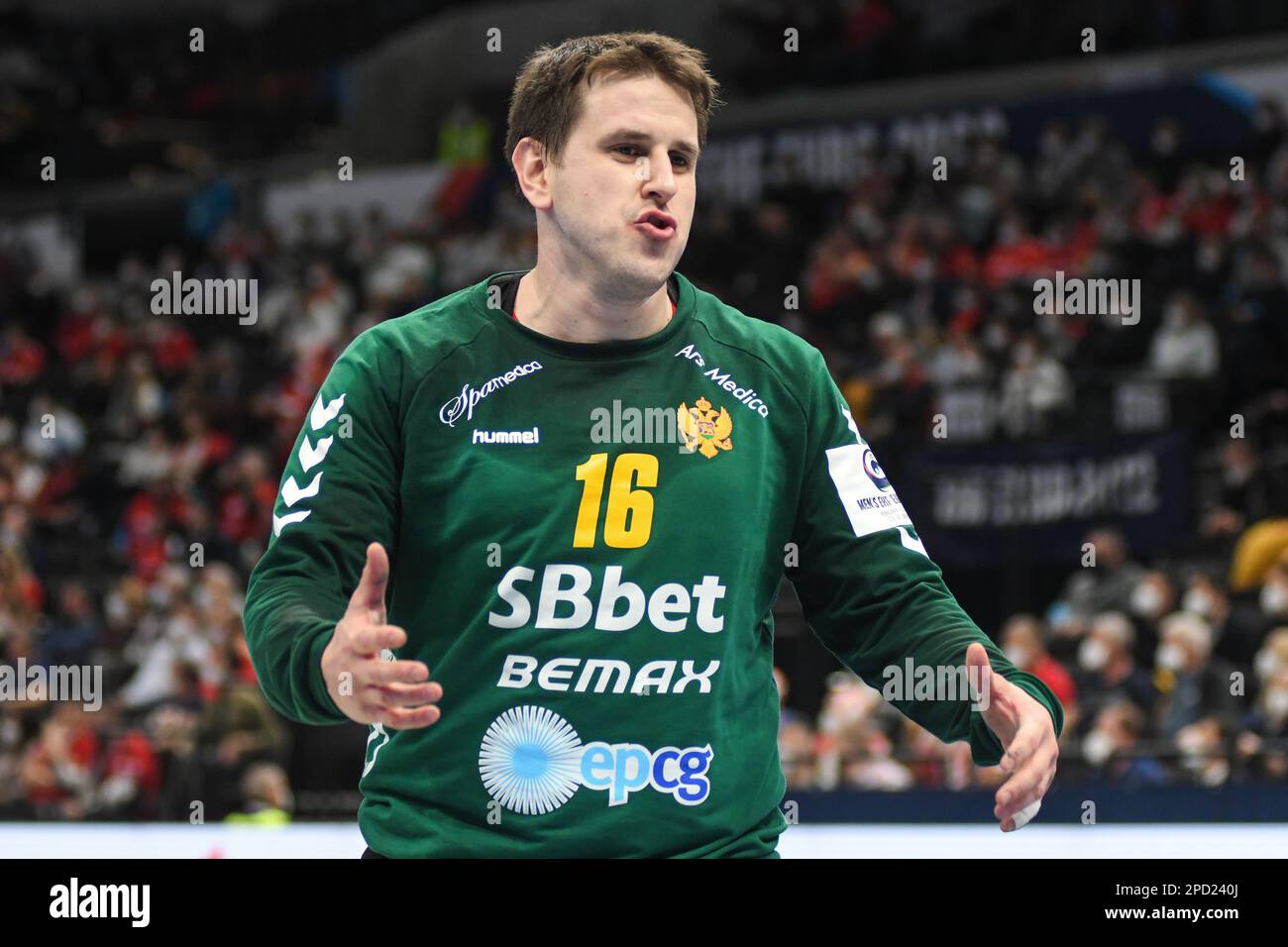 Nebojsa Simic, goalkeeper of Montenegro. EHF Euro 2022. Main Round Stock Photo - Alamy