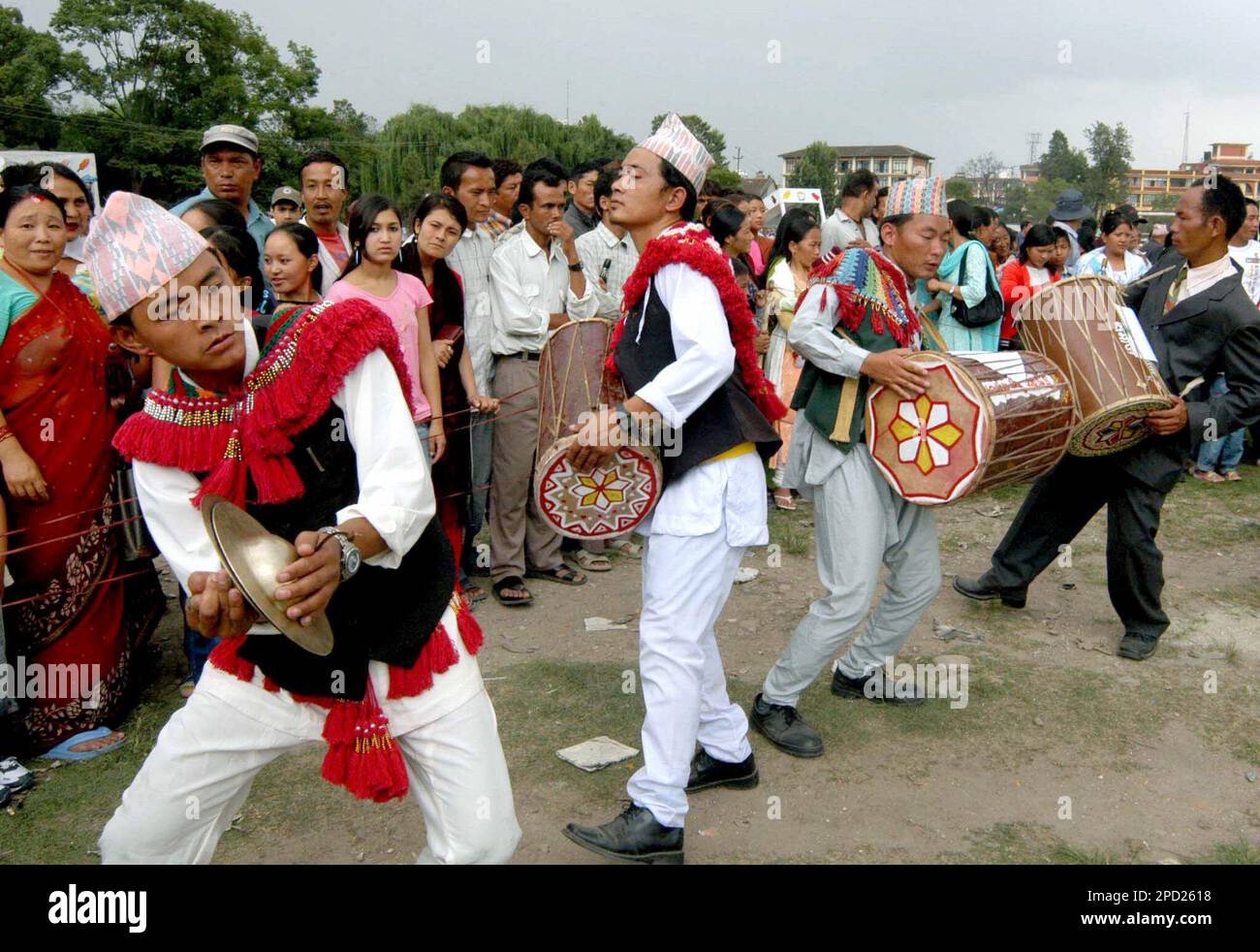 Nepalese indigenous Kirat Rai people dance to mark the Sakela festival ...