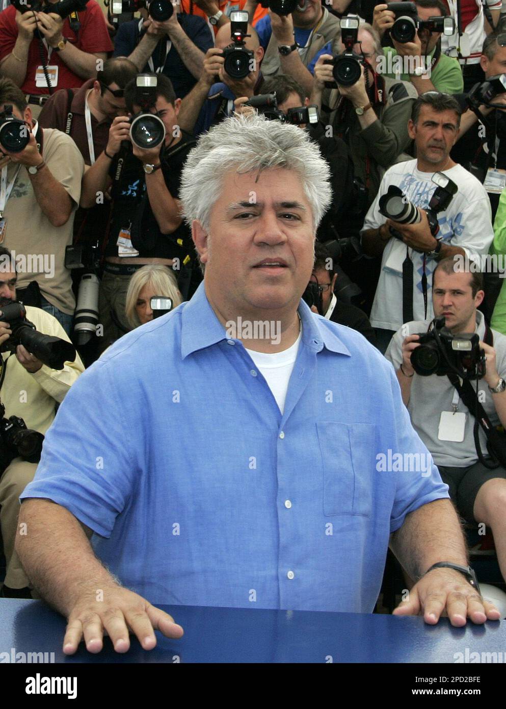 Spanish director Pedro Almodovar poses during a photo call for the film ...