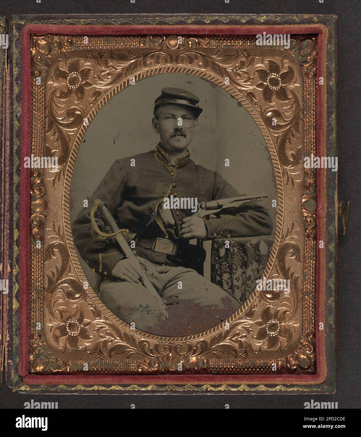 Unidentified soldier in Union cavalry uniform with Colt Army Model 1860 ...