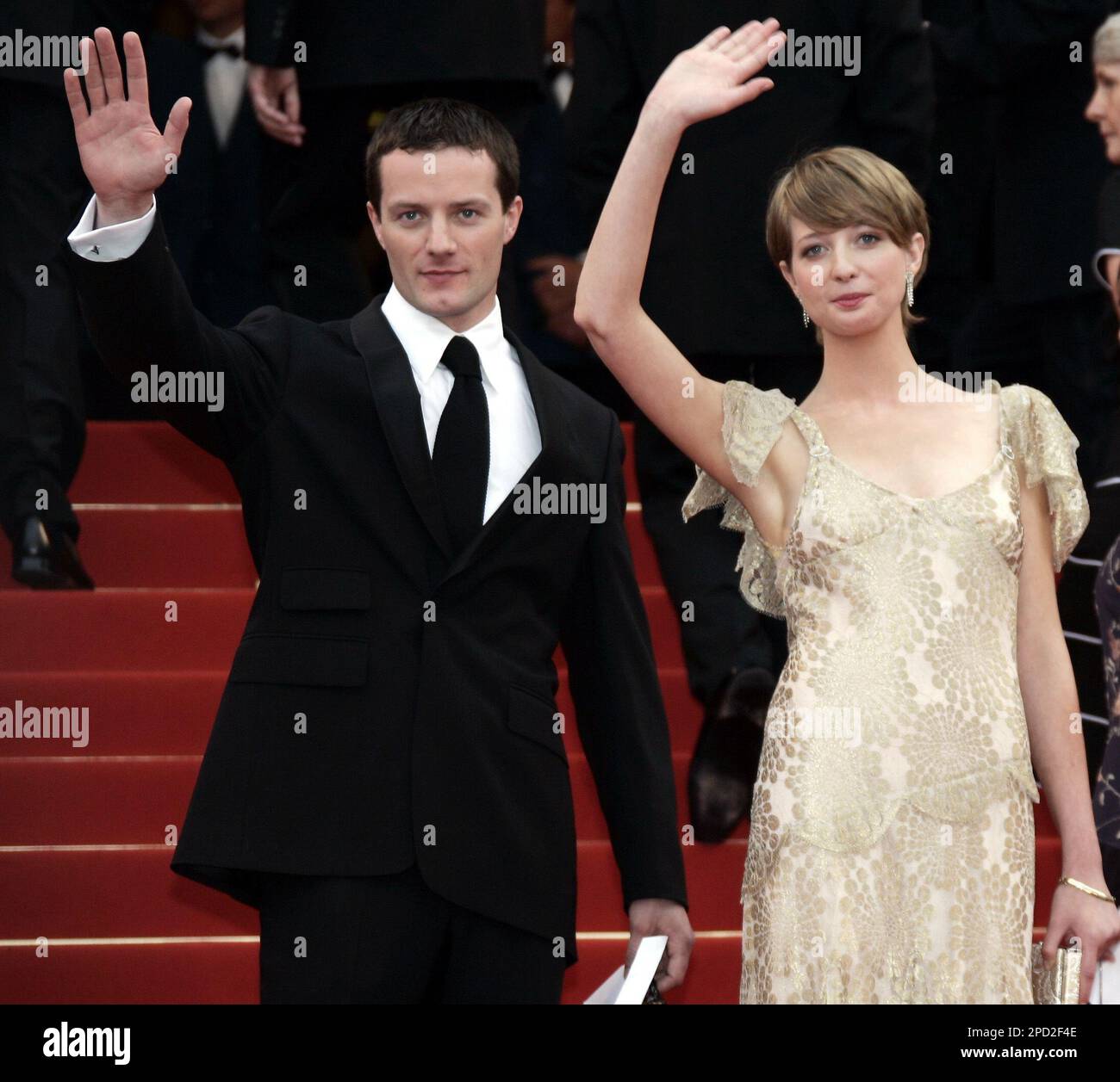Actor Padraic Delaney, left, and Irish actress Orla Fitzgerald wave as ...