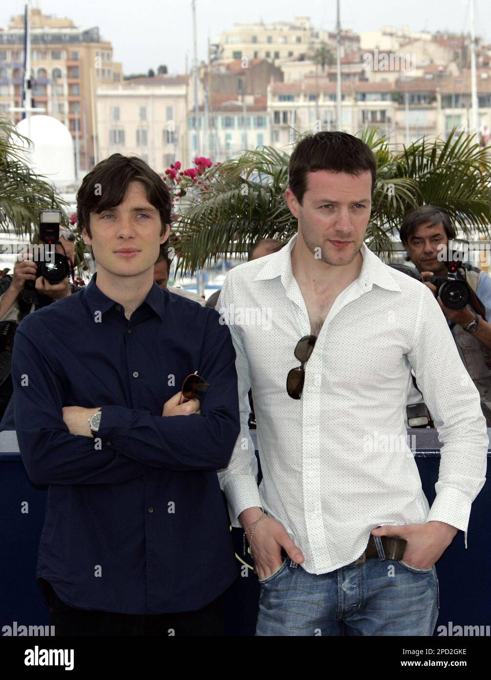 Irish actors Cillian Murphy, left, and Padraic Delaney pose during a ...