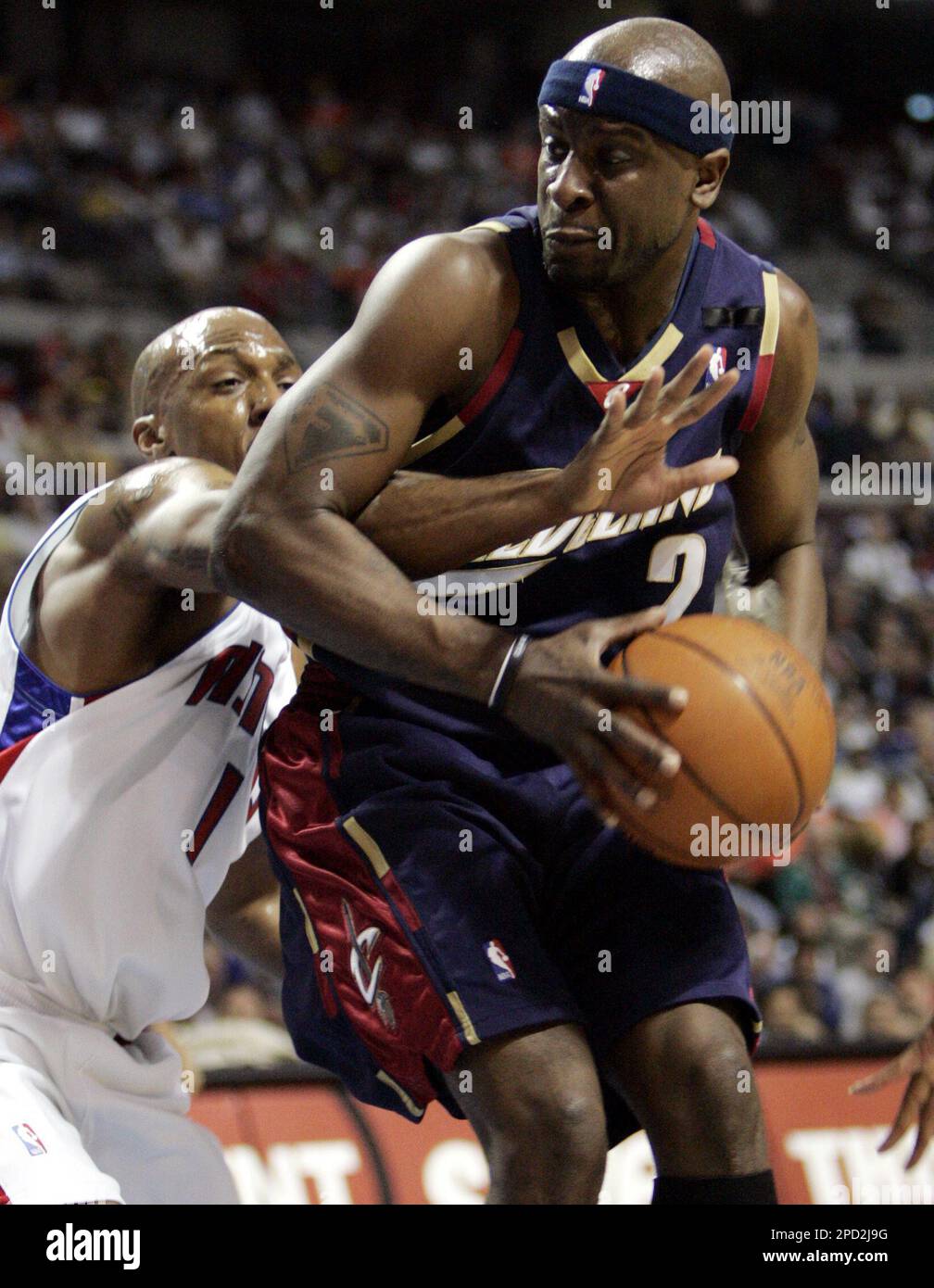 Cleveland Cavaliers guard Flip Murray is fouled by Detroit Pistons ...