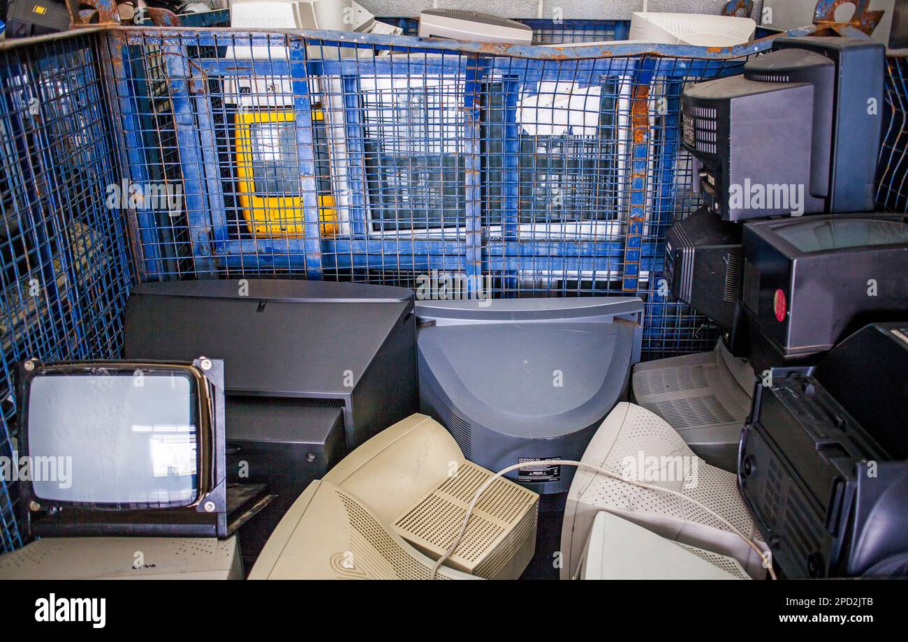 Screens storage to recycle,recycling center Stock Photo - Alamy