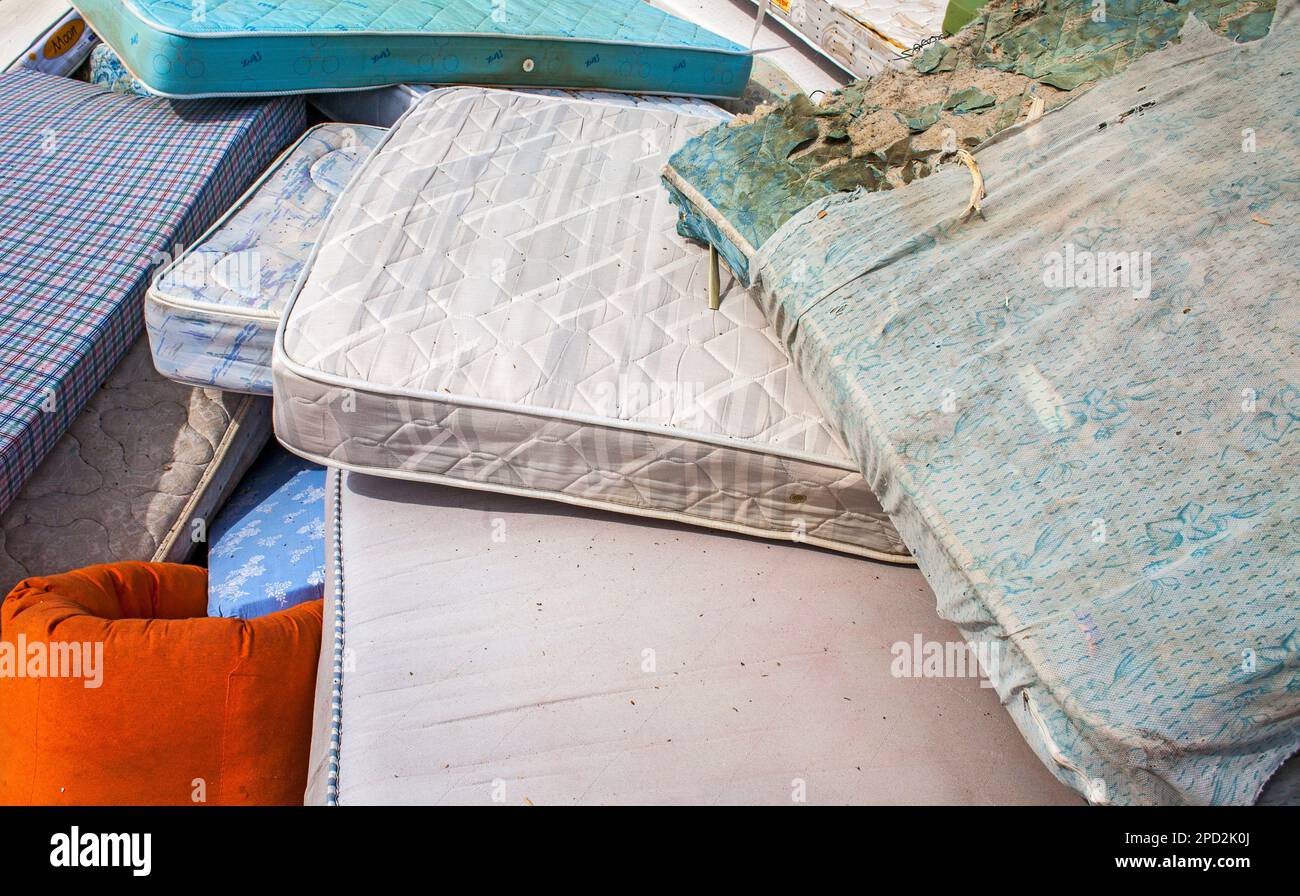 mattresses storage to recycle, recycling center Stock Photo - Alamy