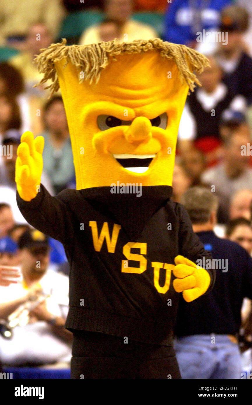 The Wichita State University mascot, WuShock, is shown at the NCAA ...