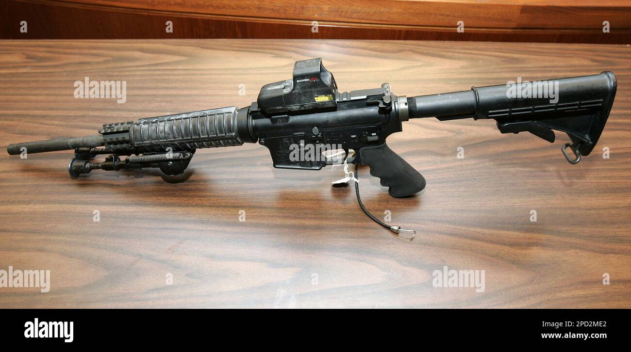 The Bushmaster rifle used by convicted sniper John Allen Muhammad and ...