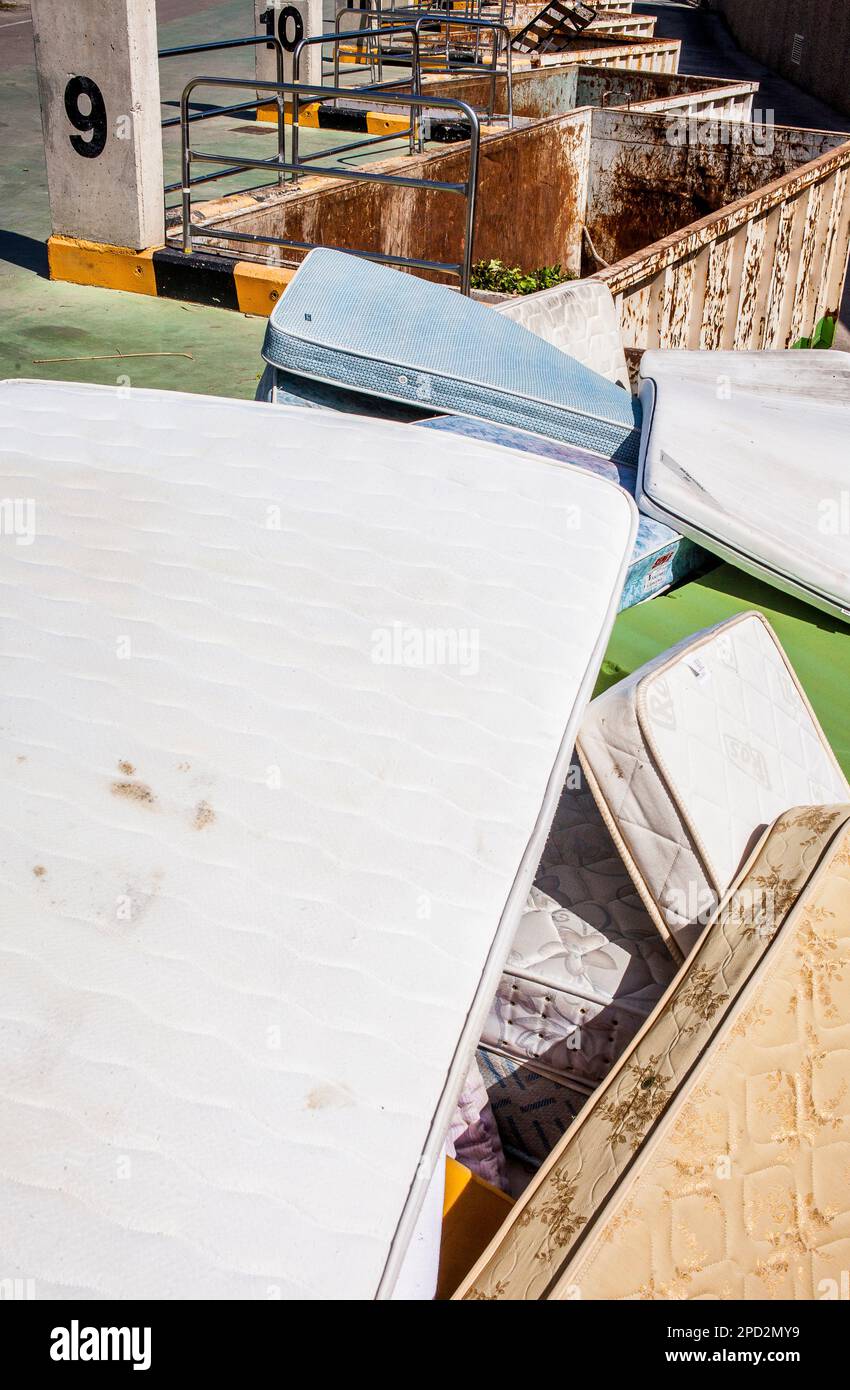 mattresses storage to recycle, recycling center Stock Photo - Alamy