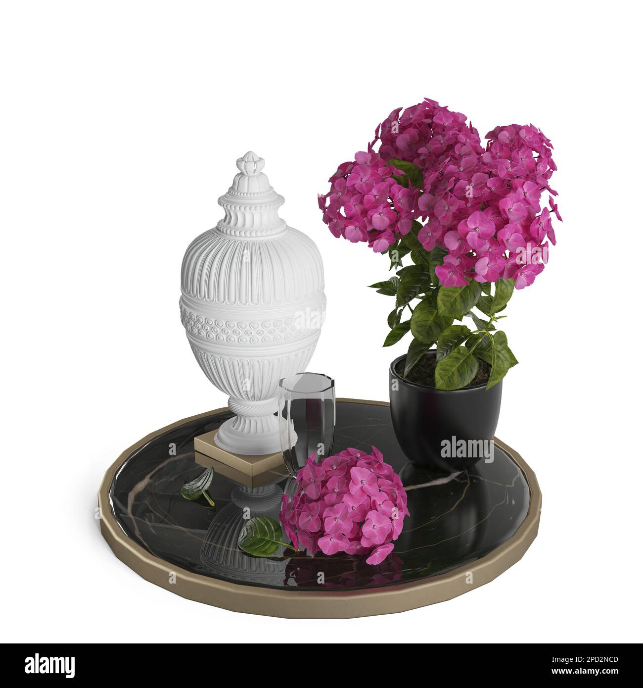 Abstract render white flowers on hi-res stock photography and images ...