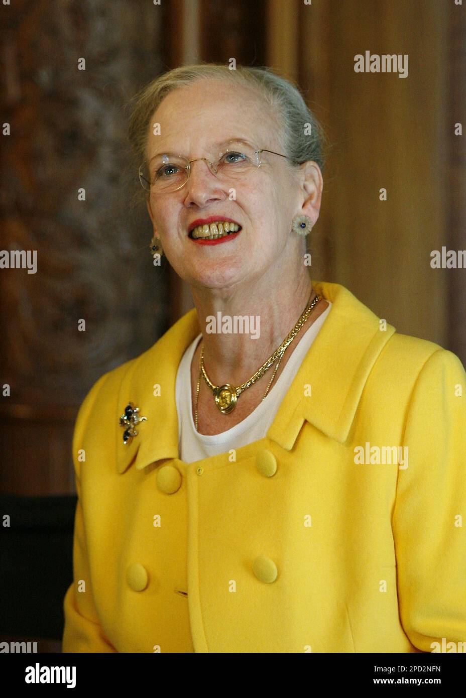 Denmark's Queen Margrethe smiles as she arrives at the Stibbert Museum ...