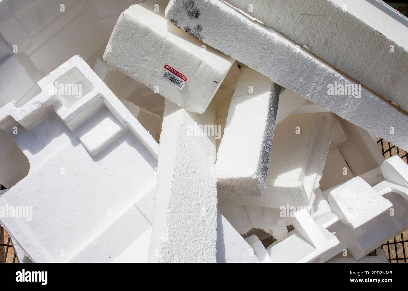 polystyrene material storage to recycle, recycling center Stock Photo ...