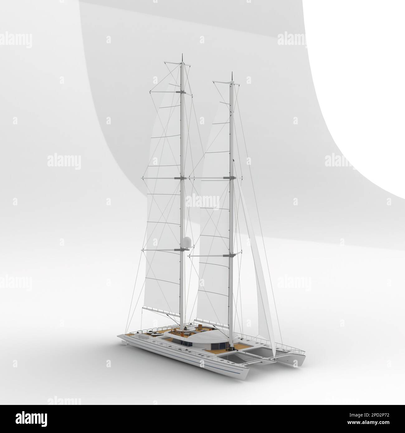 Small sailboat deck sailer 3D rendering, perfect for a seascape ...