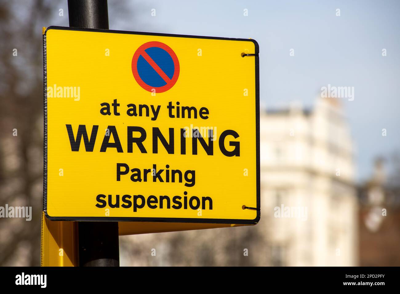 Parking suspension warning Stock Photo - Alamy