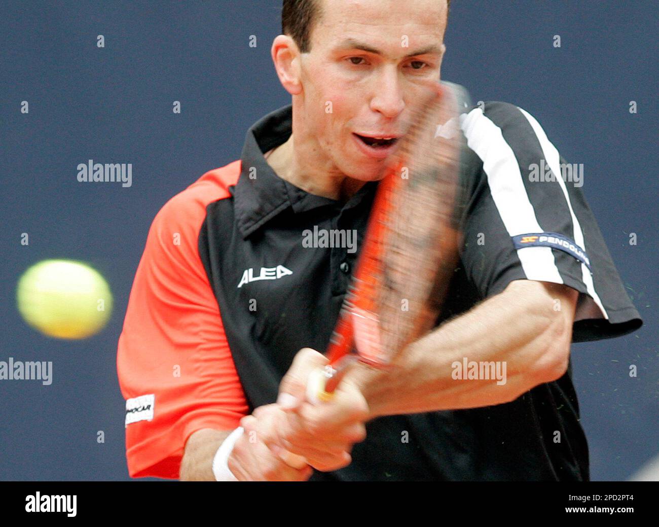 Radek Stepanek of Czech Republic returns a ball during his second round ...