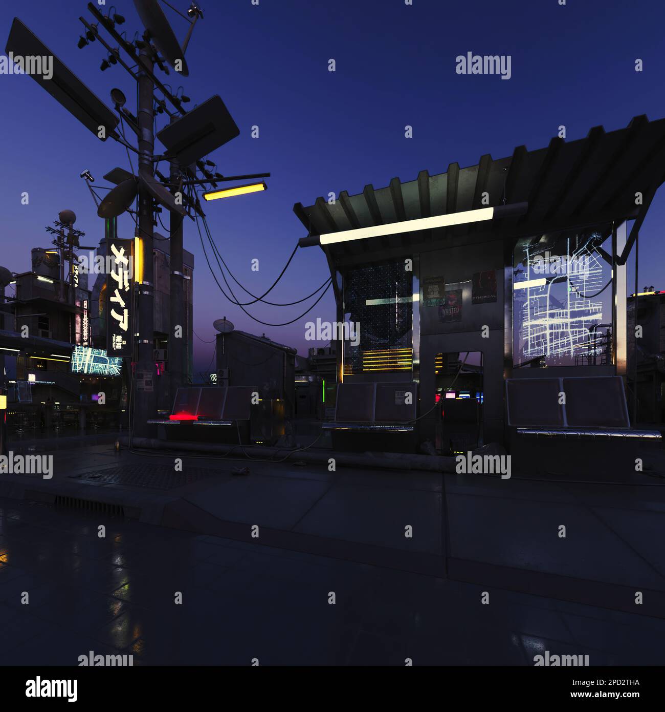 3D futuristic city environment rendering perfect for concept design ...
