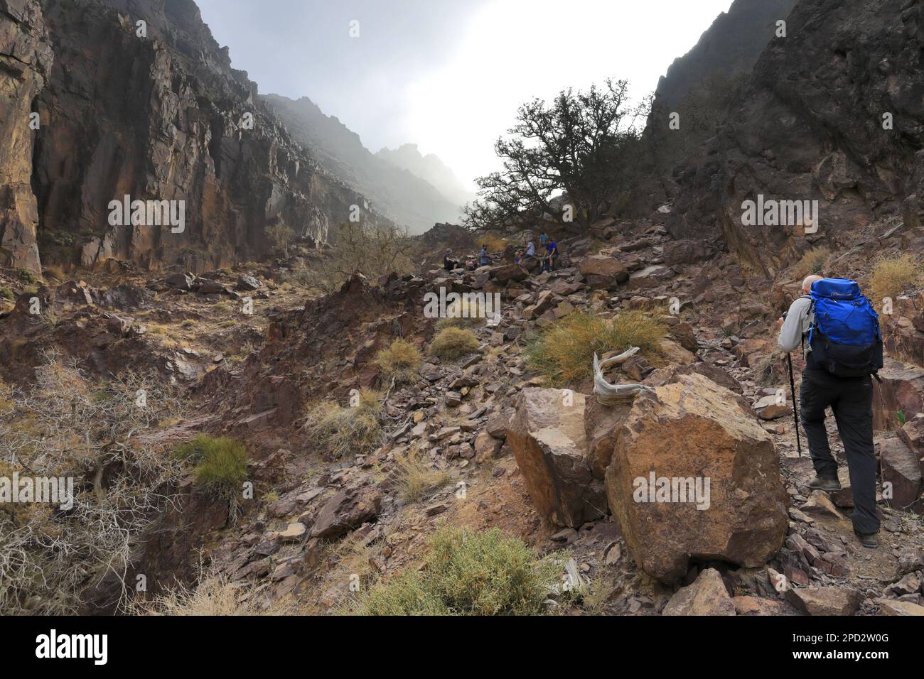 Walkers in the Naqad Gulley, Jabal Fied, Al-Sharat area of Jordan ...
