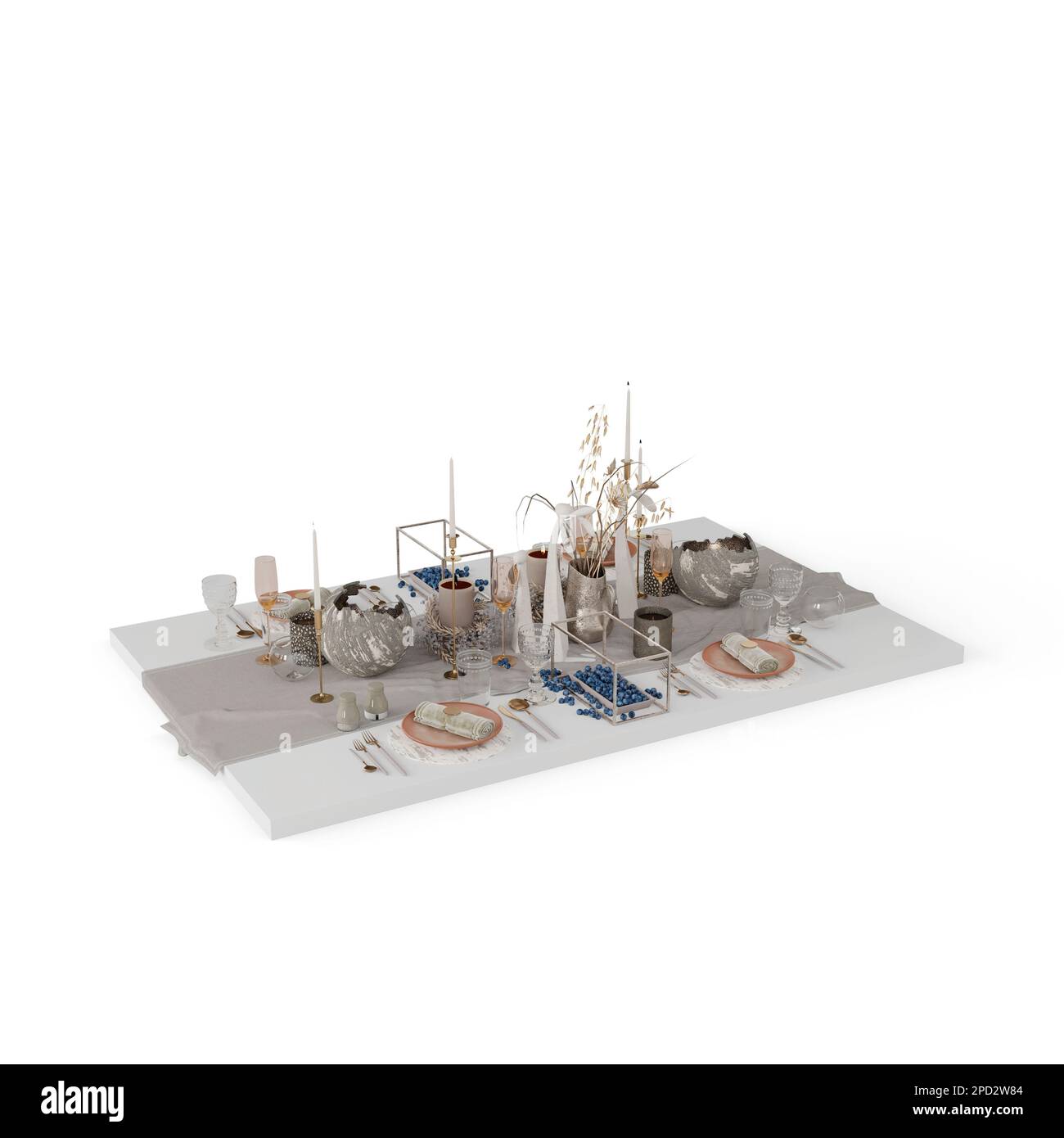 Table plates decorations 3d rendering home decor interior design ...