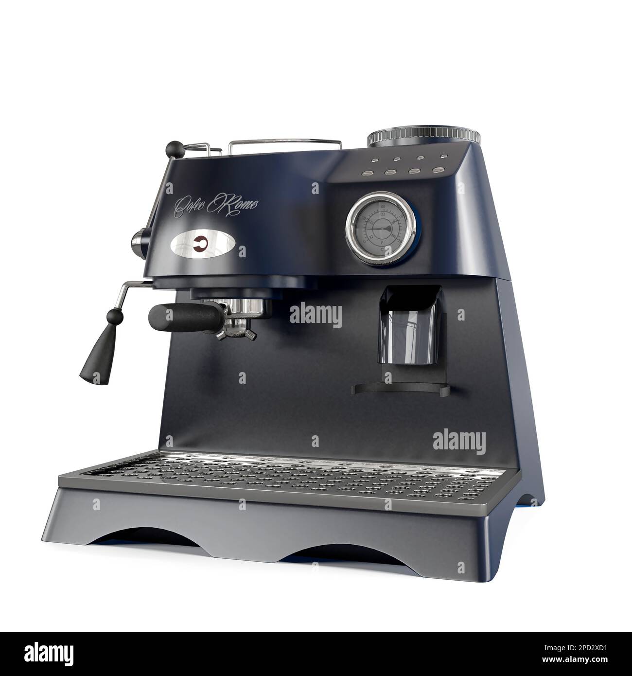 Blue black coffee machine 3D rendering real life detailed image modern ...