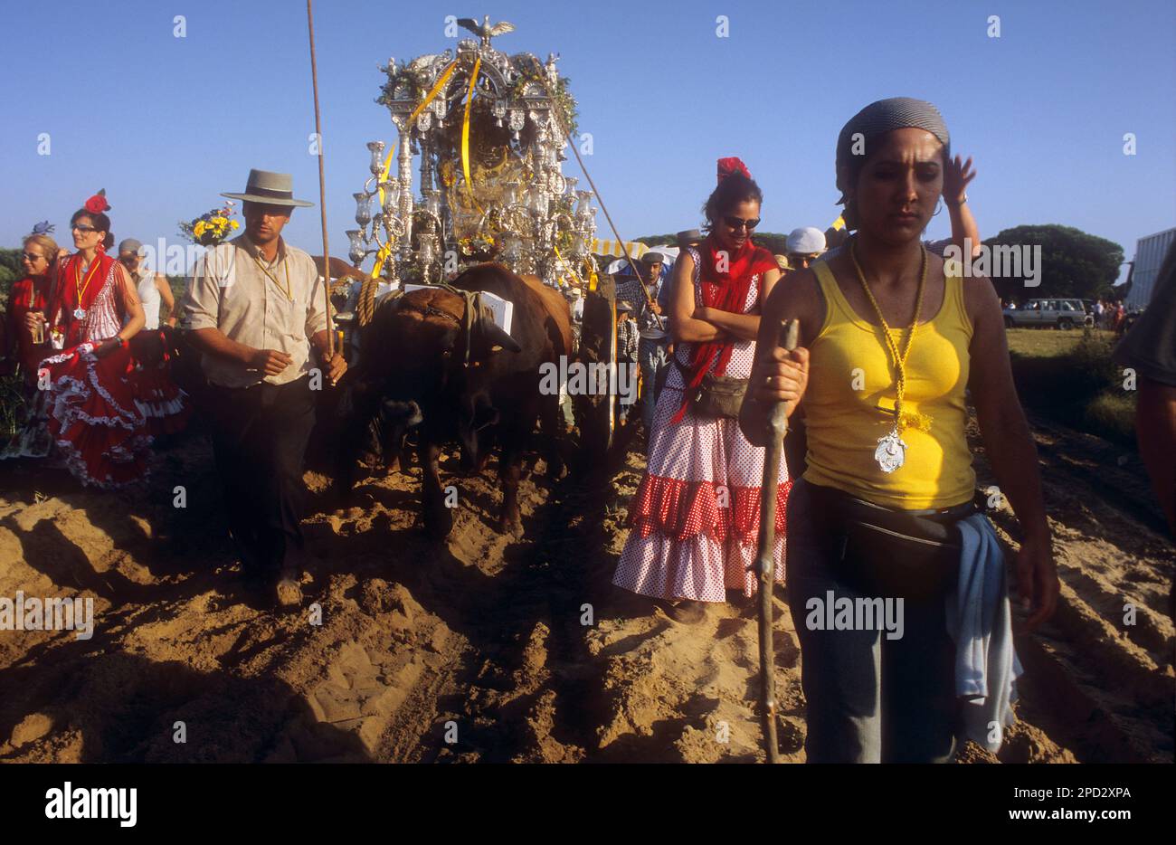 Pilgrims near Doñana Palace,Romeria del Rocio, pilgrims on their way ...