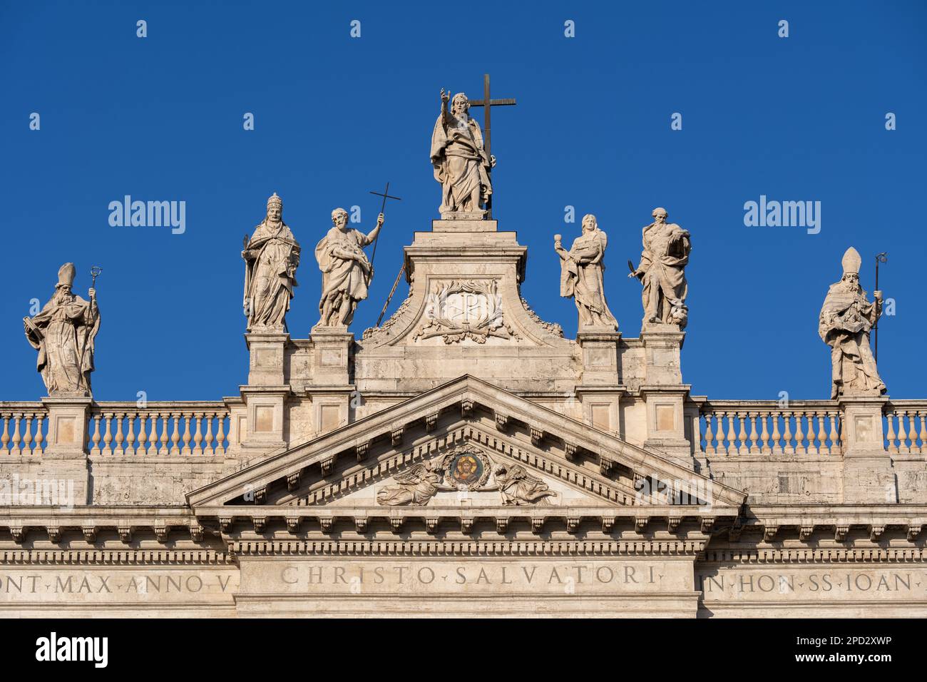 Christ the Redeemer statue above pediment of Basilica di San Giovanni ...