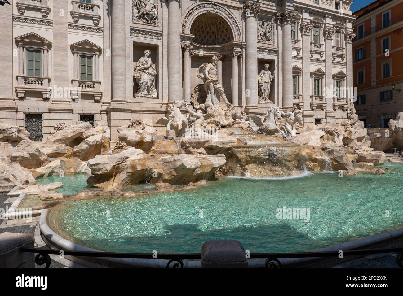 The Trevi Fountain on sunny day in city of Rome, Italy, Baroque style ...