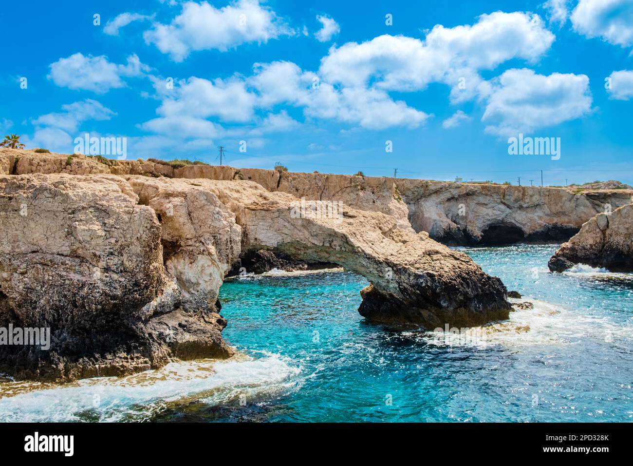 Love bridge near Ayia Napa in Cyprus, view from water. Natural rock ...