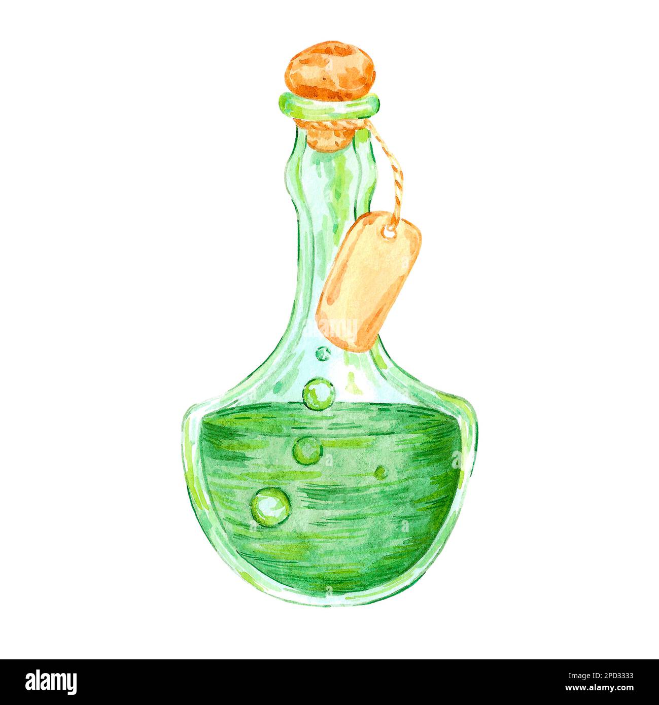 Watercolor magical bottle with potion. Isolated on white background ...