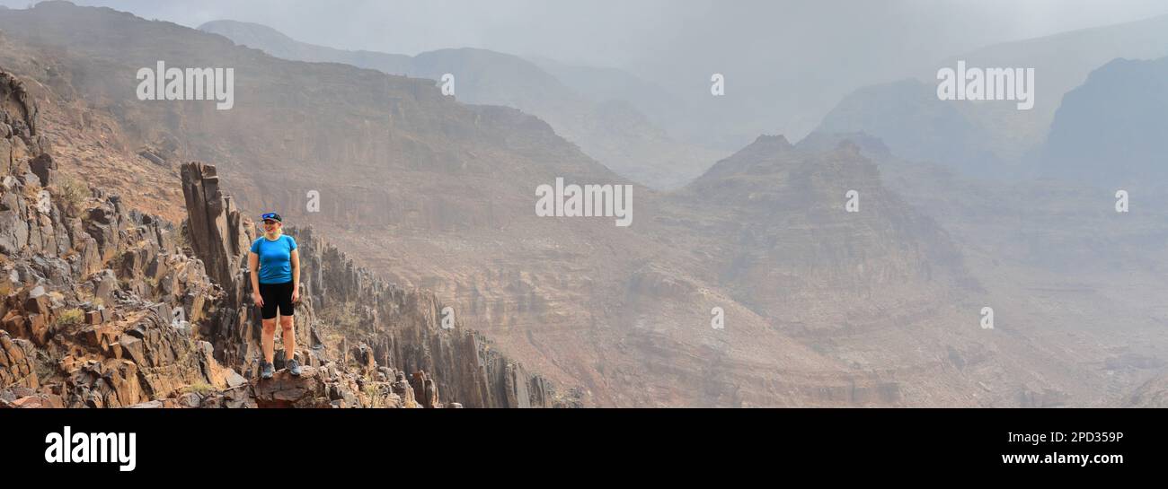 Walkers on Naqib Shadyed at the top of Naqad Gulley, Jabal Fied, Al ...
