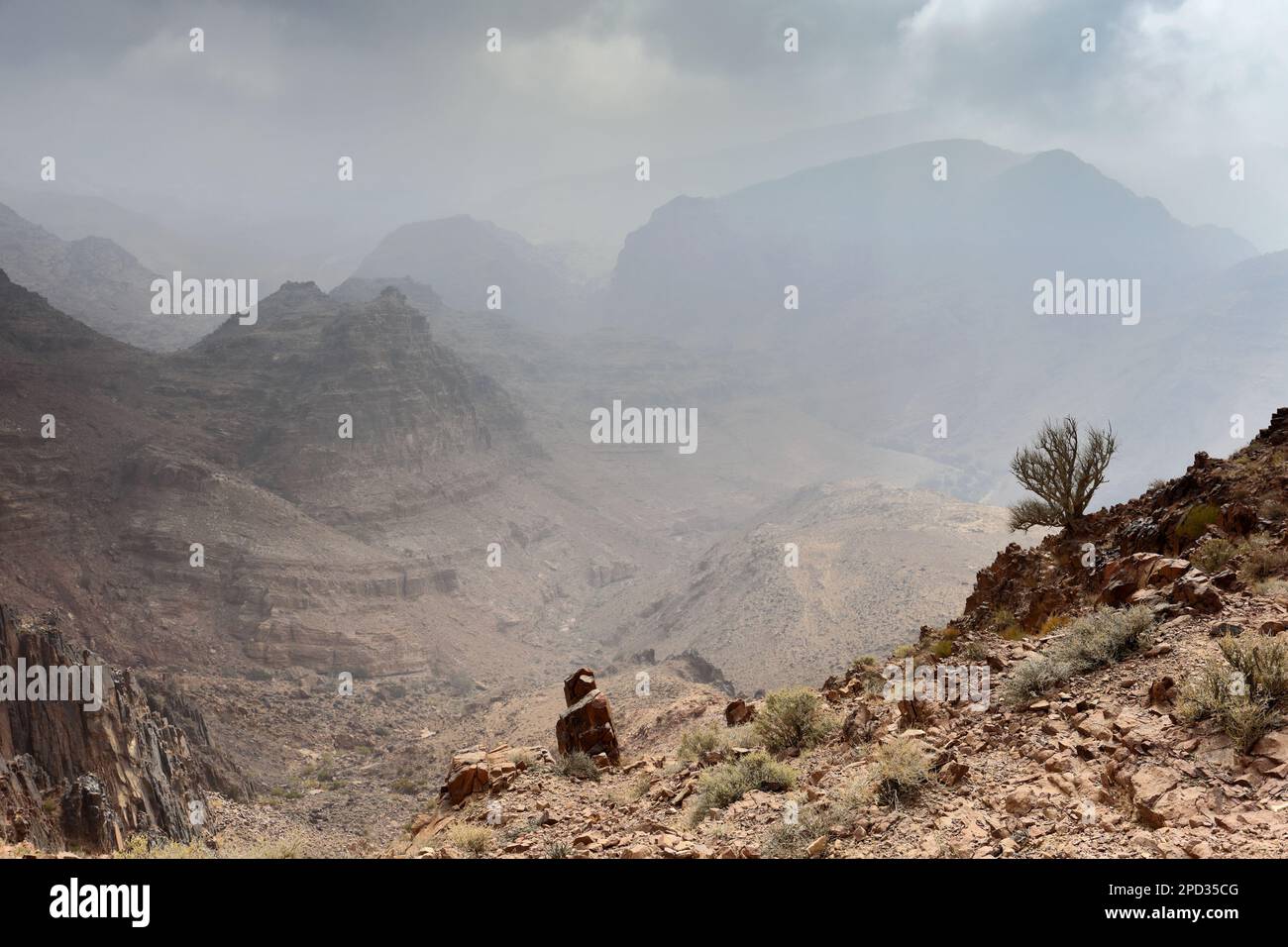 Landscape over Naqib Shadyed at the top of Naqad Gulley, Jabal Fied, Al ...