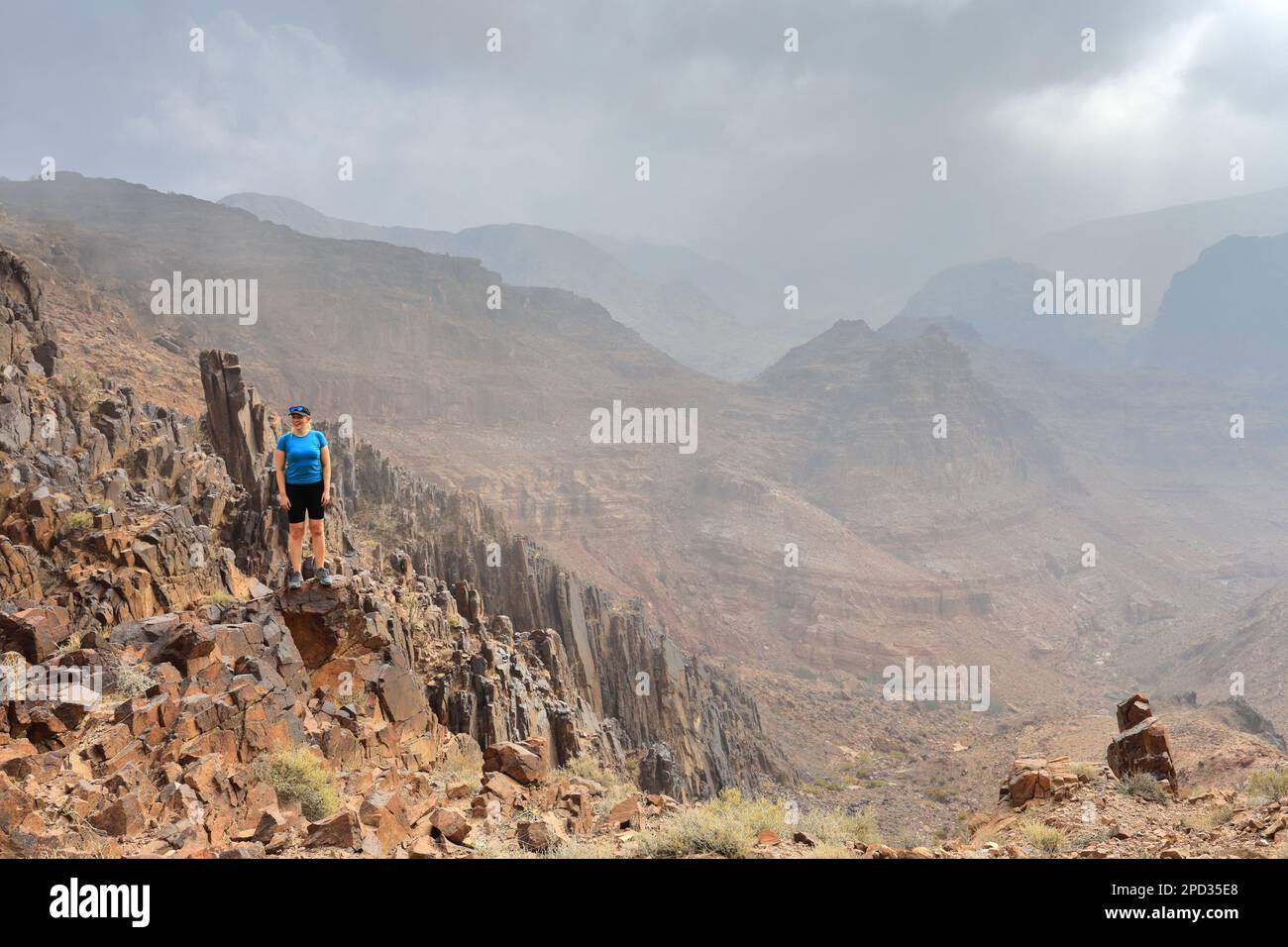 Walkers on Naqib Shadyed at the top of Naqad Gulley, Jabal Fied, Al ...