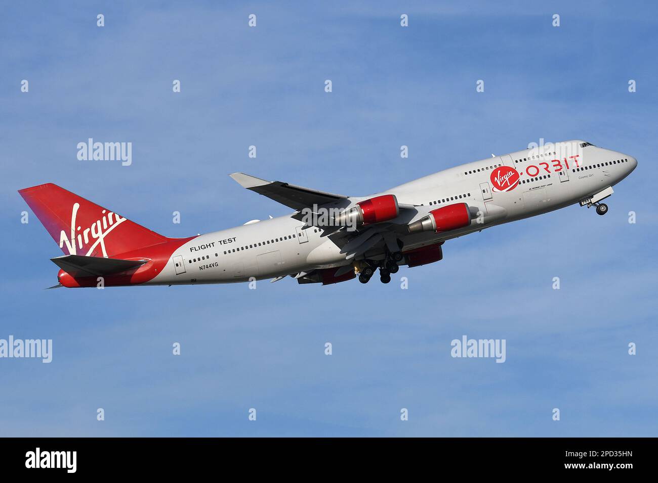 BOEING 747-400 N744VG "COSMIC GIRL" OF VIRGIN ORBIT ON CLIMB OUT ...